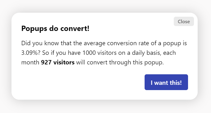 Generic popup template